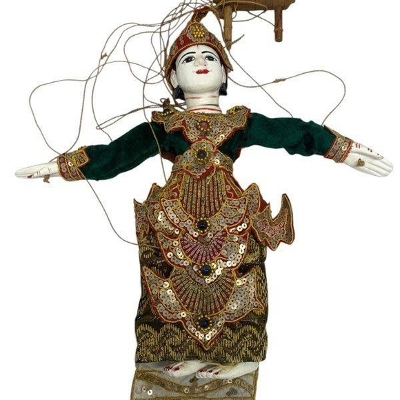 Other | Vintage Burmeseasian Sequined Marionette String Puppet | Poshmark
